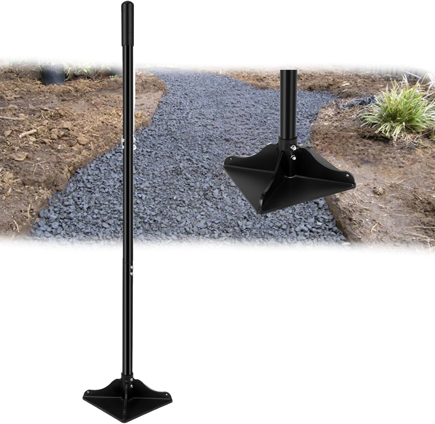 Heavy Duty Tamper Tool，8”x 8” Garden Ground Tamper with 48 inch ...