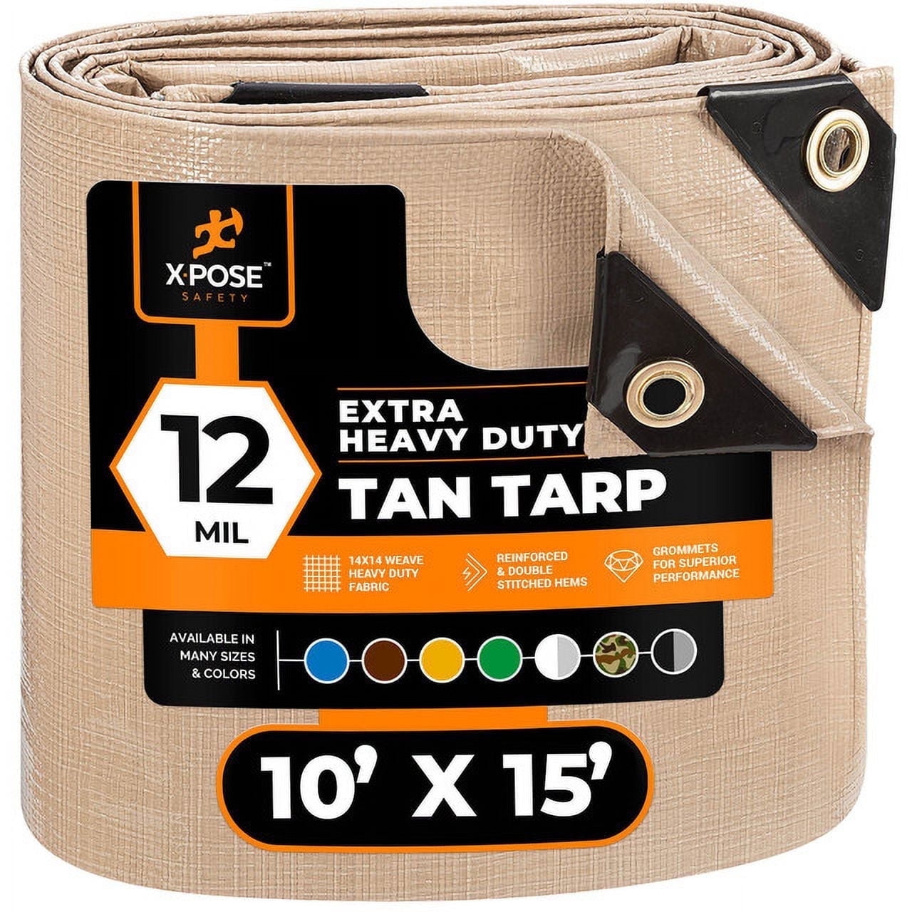 Heavy Duty Tan Poly Tarp 10' X 15' - Multipurpose Protective Cover ...