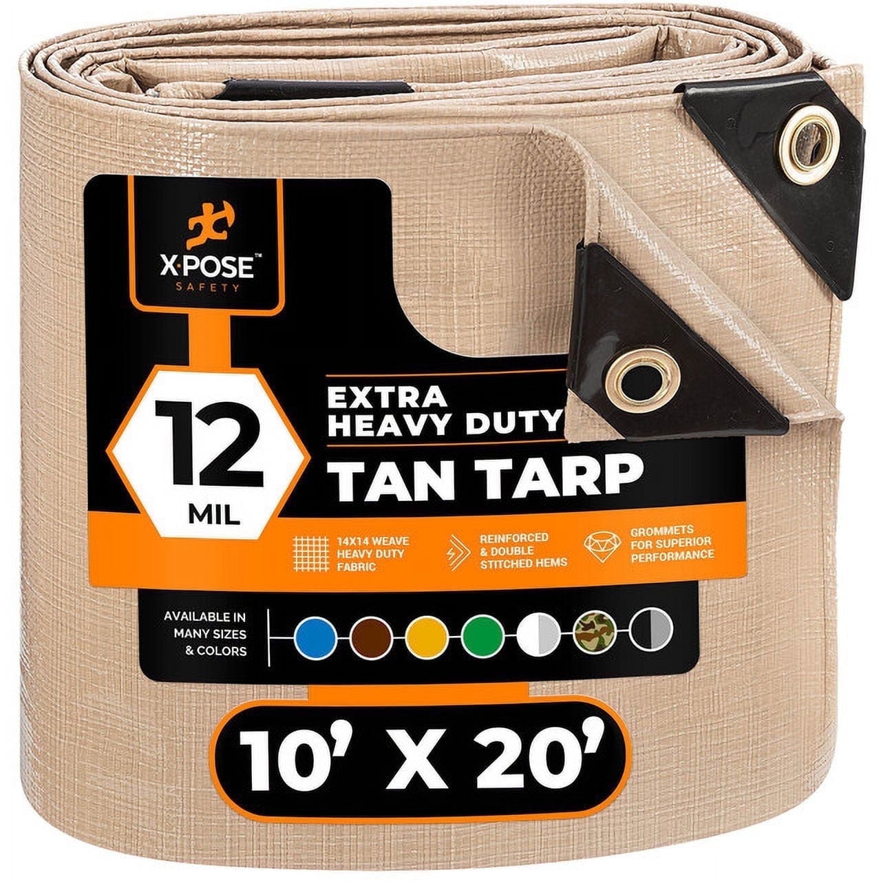 Heavy Duty Tan Poly Tarp 10' X 20' - Multipurpose Protective Cover ...