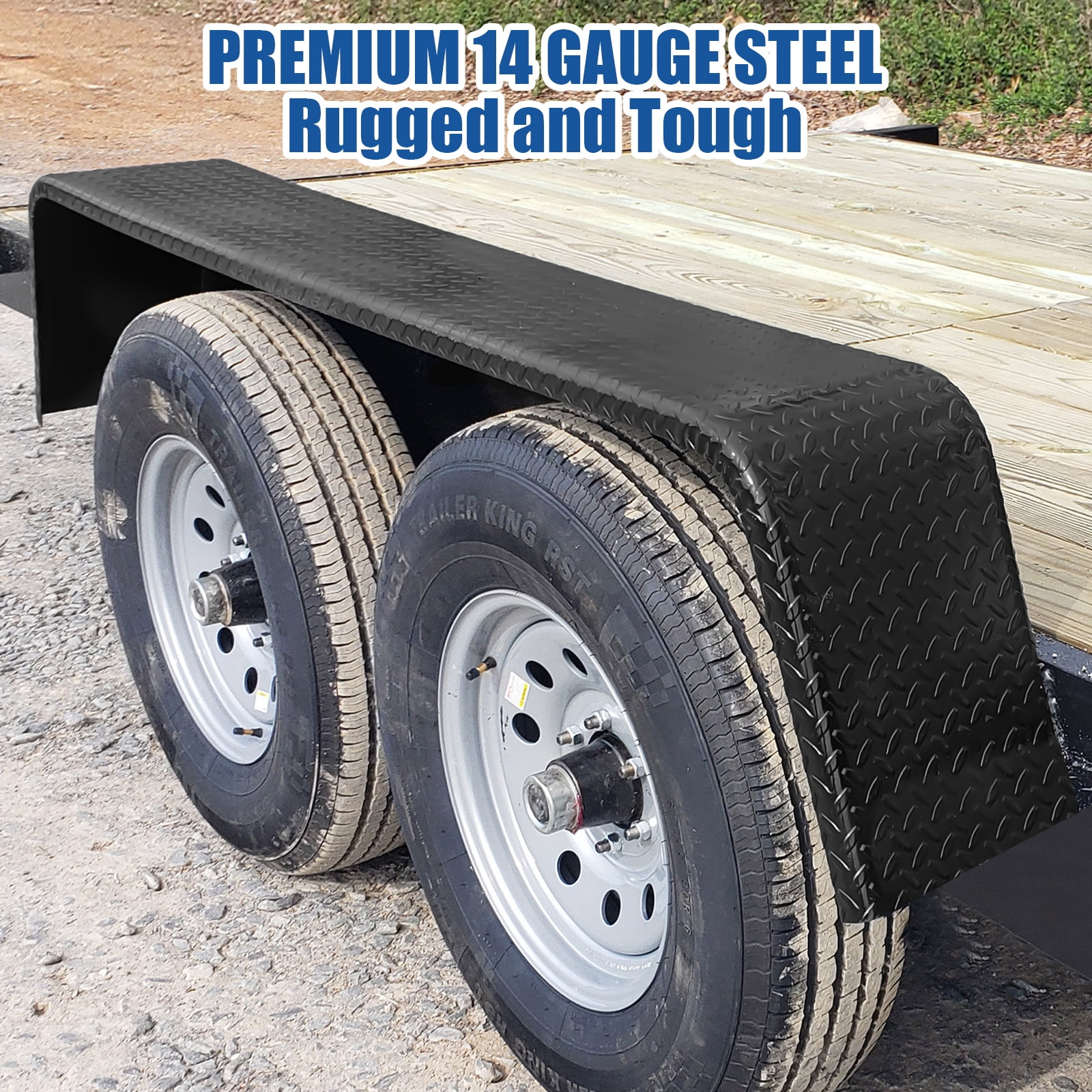 Heavy Duty Tandem Trailer Fenders – 2 Pcs Black Plate Steel for 13”-15 ...