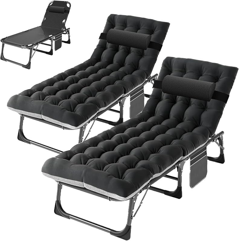 Heavy Duty Tanning Chair,Outdoor 5-Position Folding Chaise Lounge Chair ...