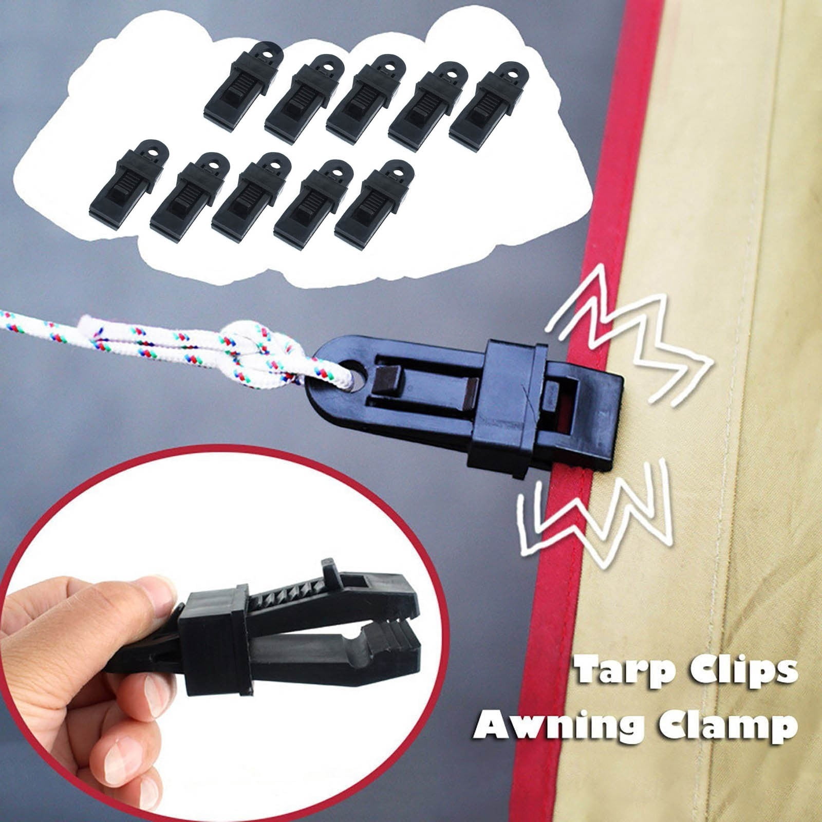 Heavy Duty Tarp Clips Set of 10 | Locking Awning Clamp Snap Hangers ...