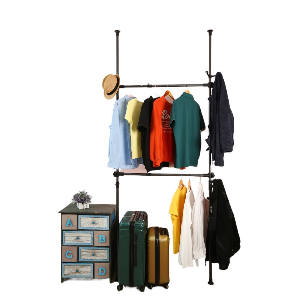 Heavy Duty Telescopic Garment Rack, Adjustable Hanging Rail with 120kg ...