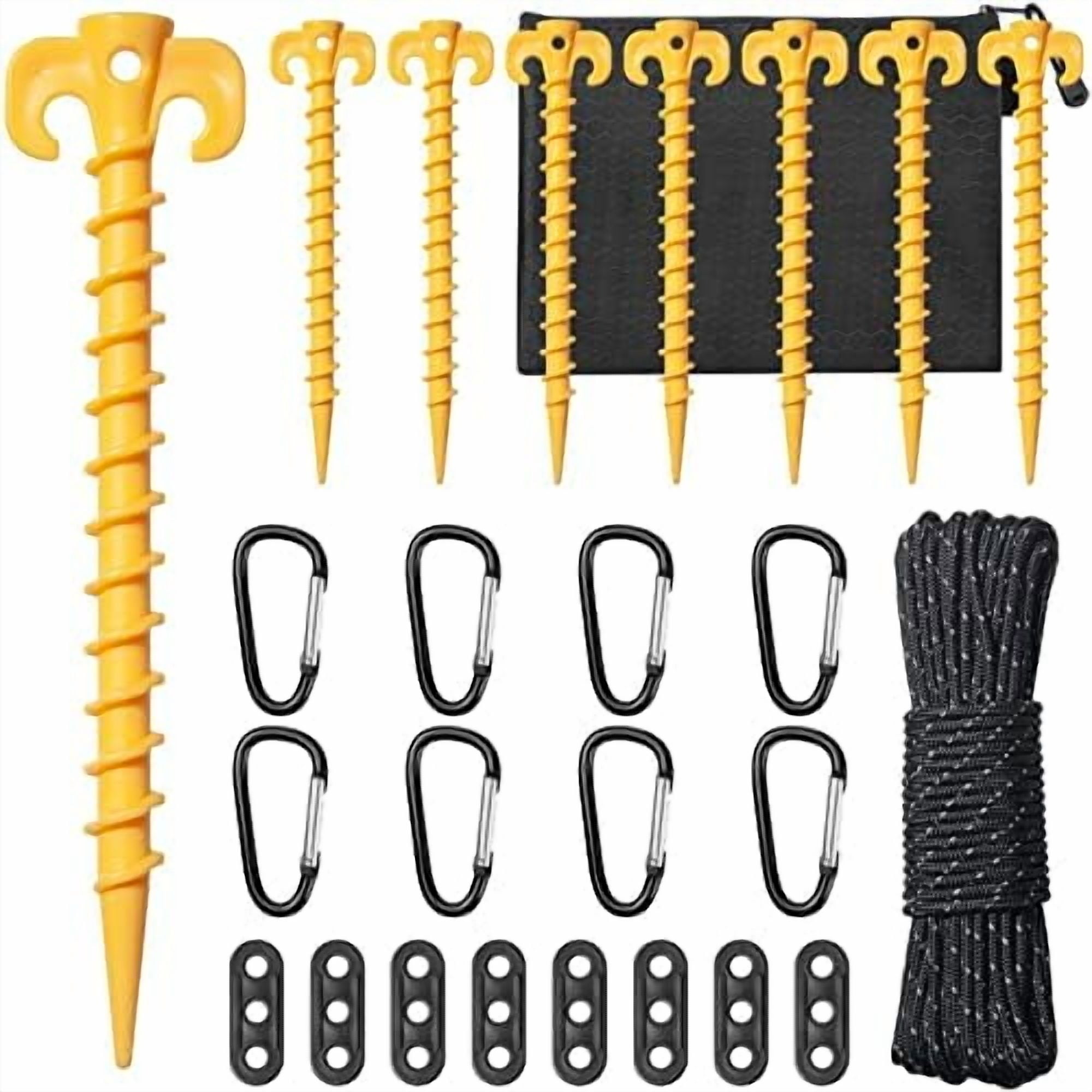 Heavy Duty Tent Stakes with Rope and Clip Hook,Cord Adjuster ...