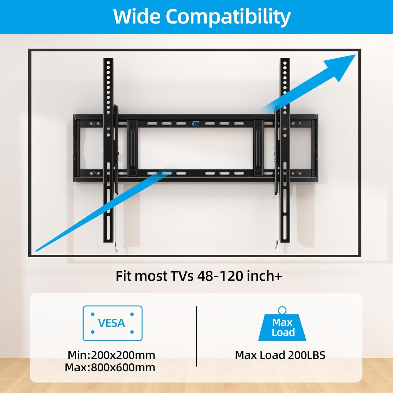 Heavy Duty Tilt TV Wall Mount Bracket for 48-120 Inch Flat/Curved TVs ...
