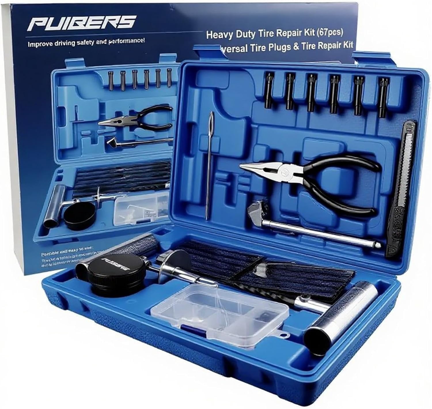 Heavy Duty Tire Plug Kit - 69 Pcs Professional Tire Repair Kit for Car ...