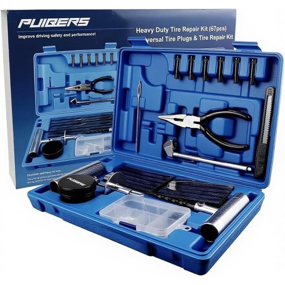 Heavy Duty Tire Plug Kit - 69 Pcs Professional Tire Repair Kit for Car ...