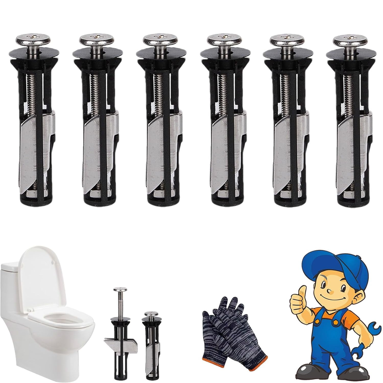 Heavy Duty Toilet Seat Fastener Bolt Kit, Toilet Seat Screws ...