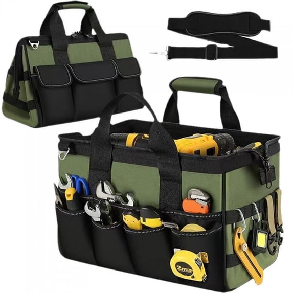 Heavy Duty Tool Bag 15-Inch, 16-Pocket Portable Empty Tool Box ...