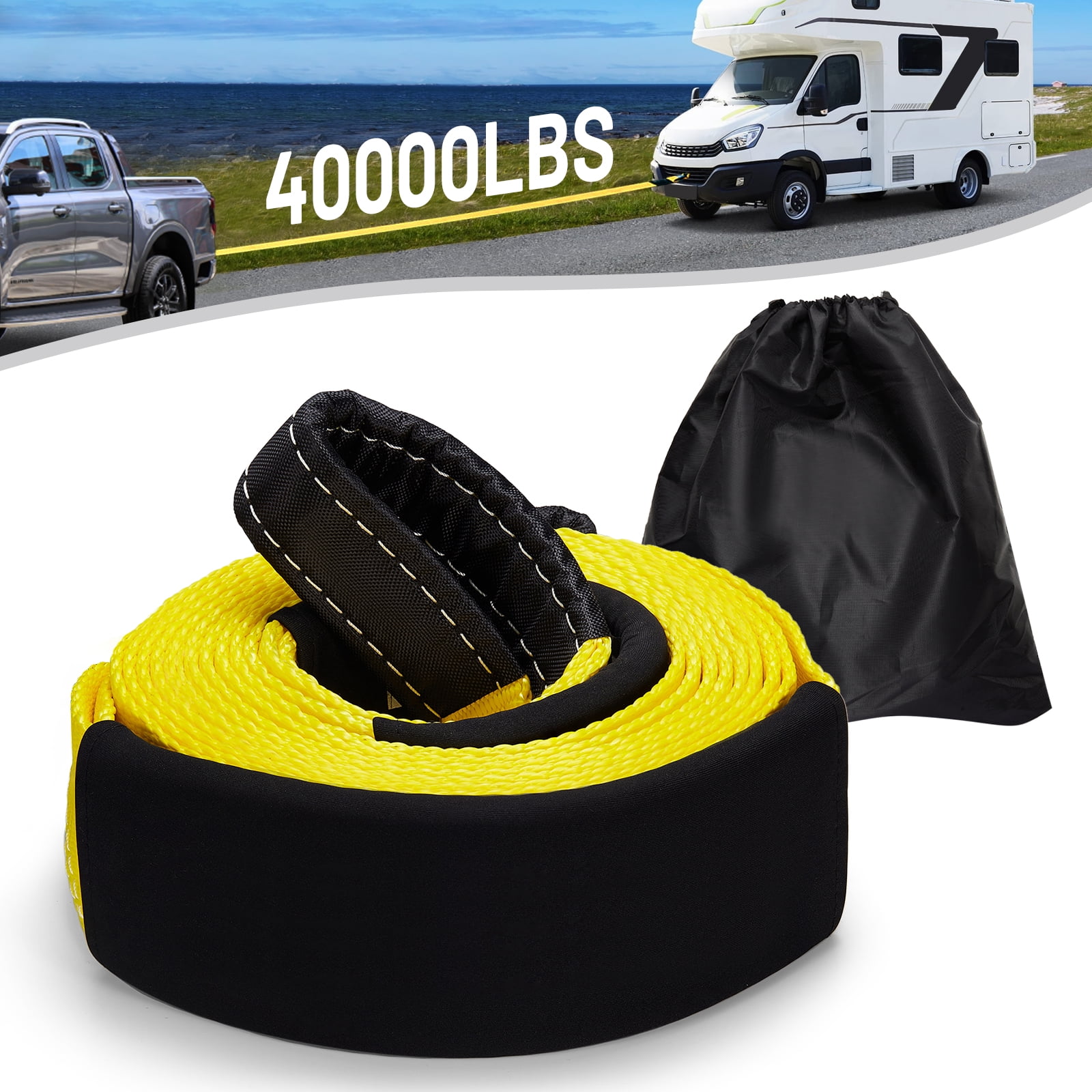 SPEEDWOW Tow Strap, 3”x20Ft 40,000 lbs Heavy Duty Tow Rope with Triple ...