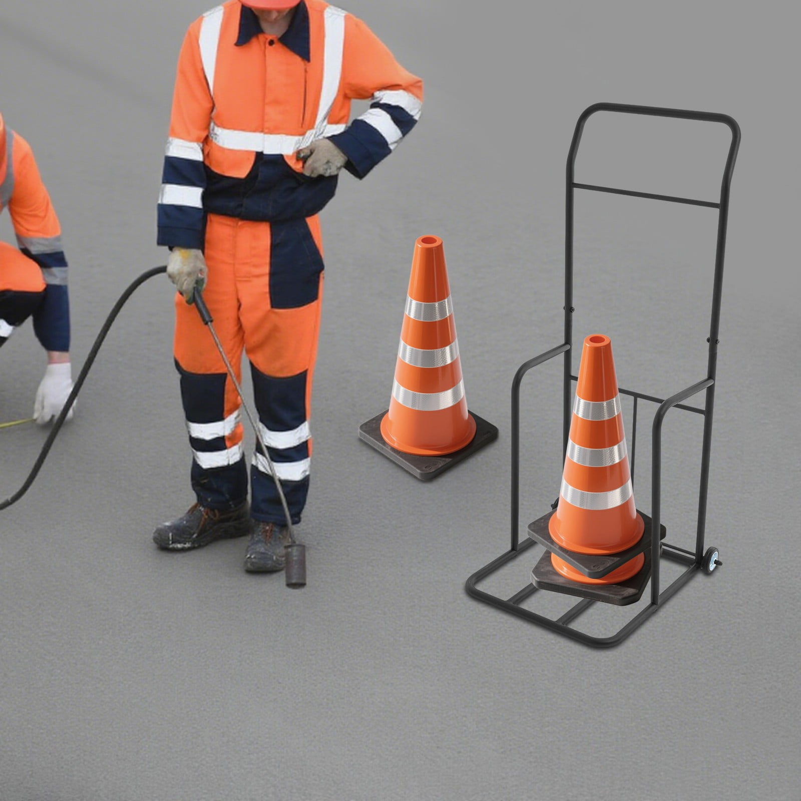 Heavy Duty Traffic Cone Storage Cart W/ Wheels, 350lbs Capacity Holder ...