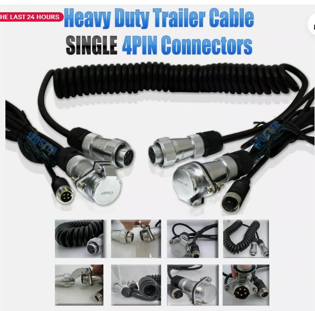 Heavy Duty Trailer Cable Suzy Coil Kit 4Pin Connector For Caravan ...