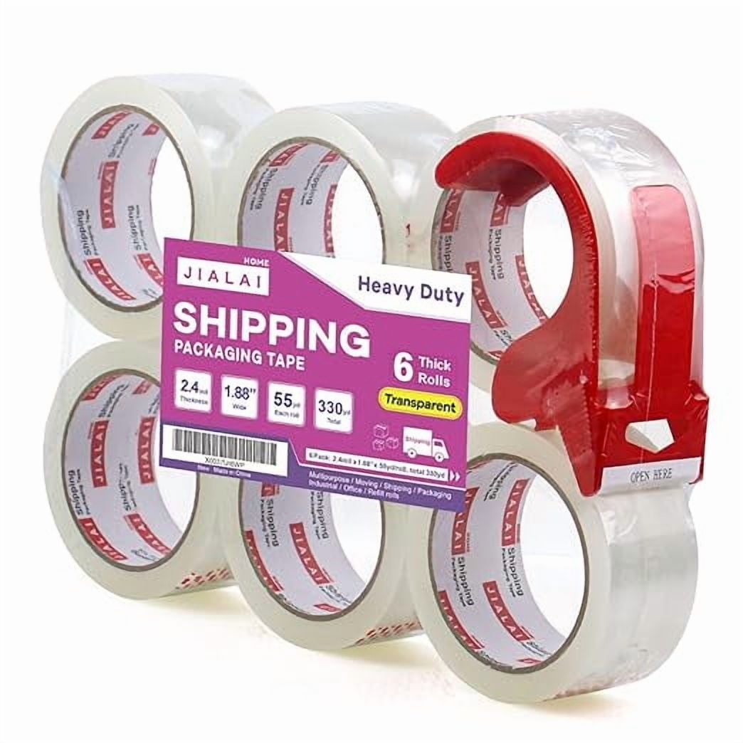 Heavy Duty Transparent Packing Tape,6 Rolls with Refillable Dispenser ...