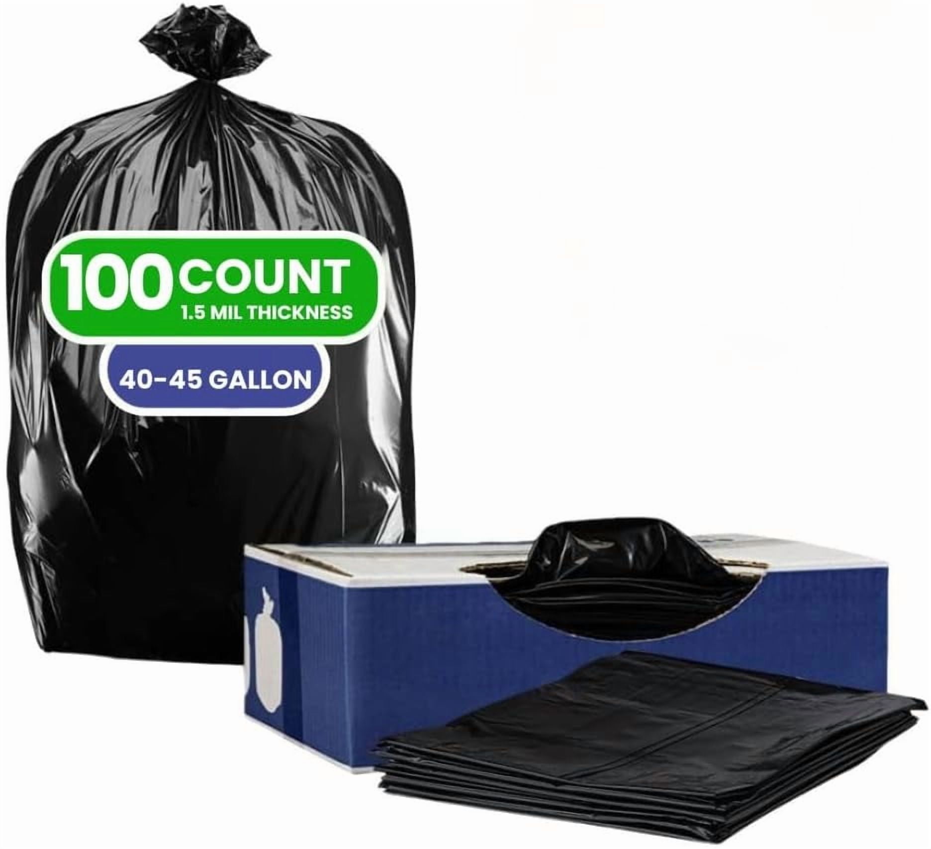 Heavy Duty Trash Bags, 40-45 Gallon, Black, Industrial Strength, Tear ...
