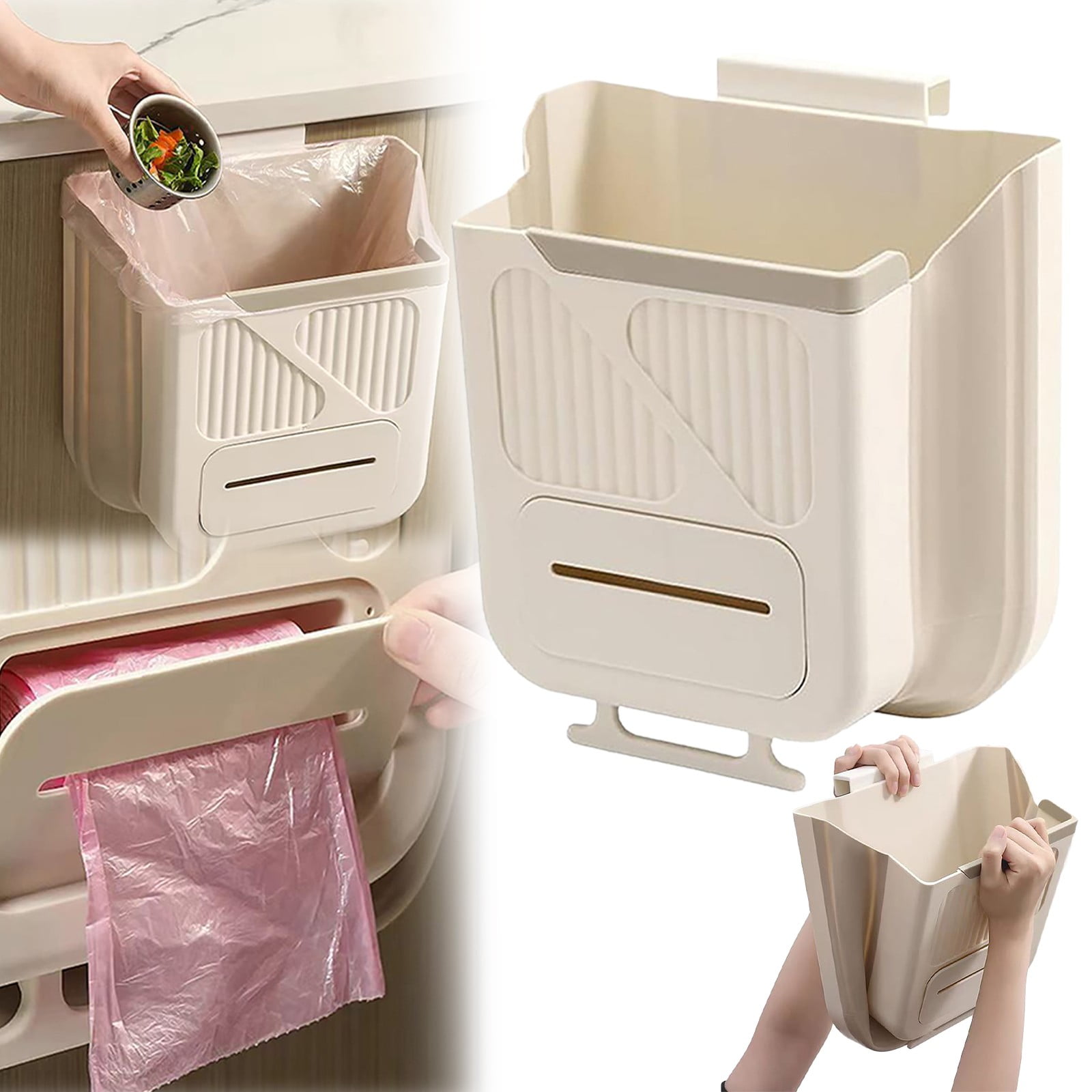 Heavy Duty Trash Bags Kitchen Trash Can Wall Mounted Foldable Household ...