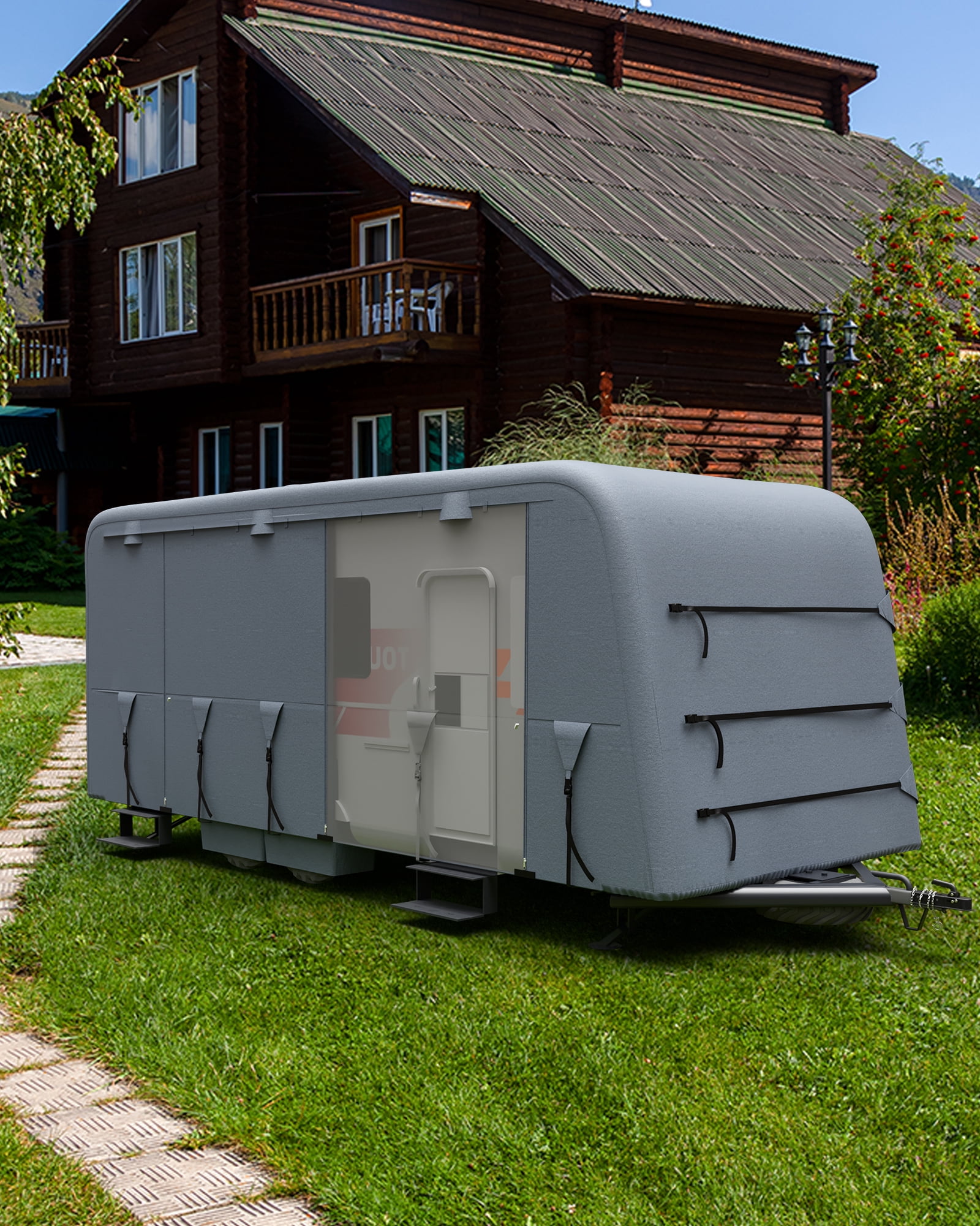 Heavy-Duty Travel Trailer RV Cover, Extra-Thick Waterproof & Anti-UV 6 ...