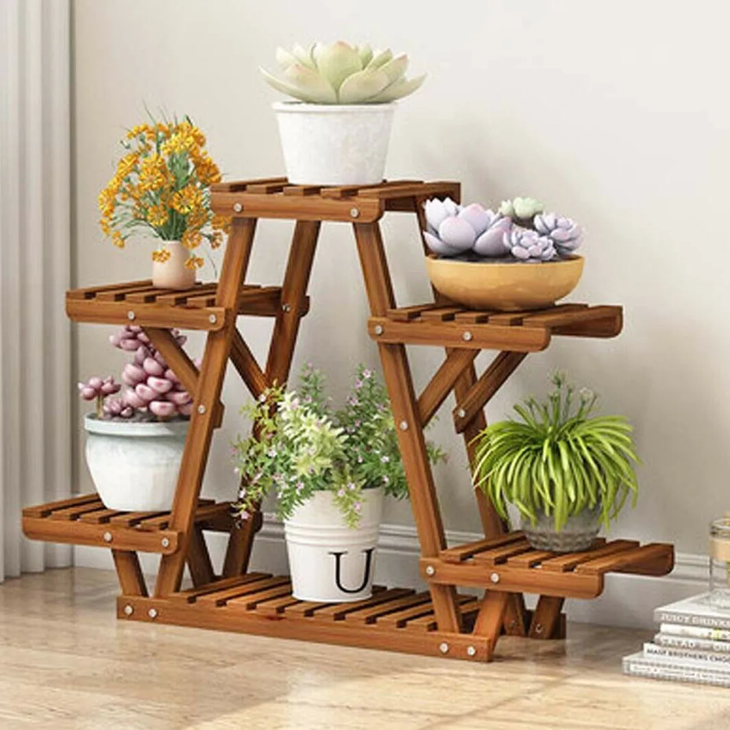 Heavy Duty Triangle Wood Plant Flower Succulent Pots Stand Display ...