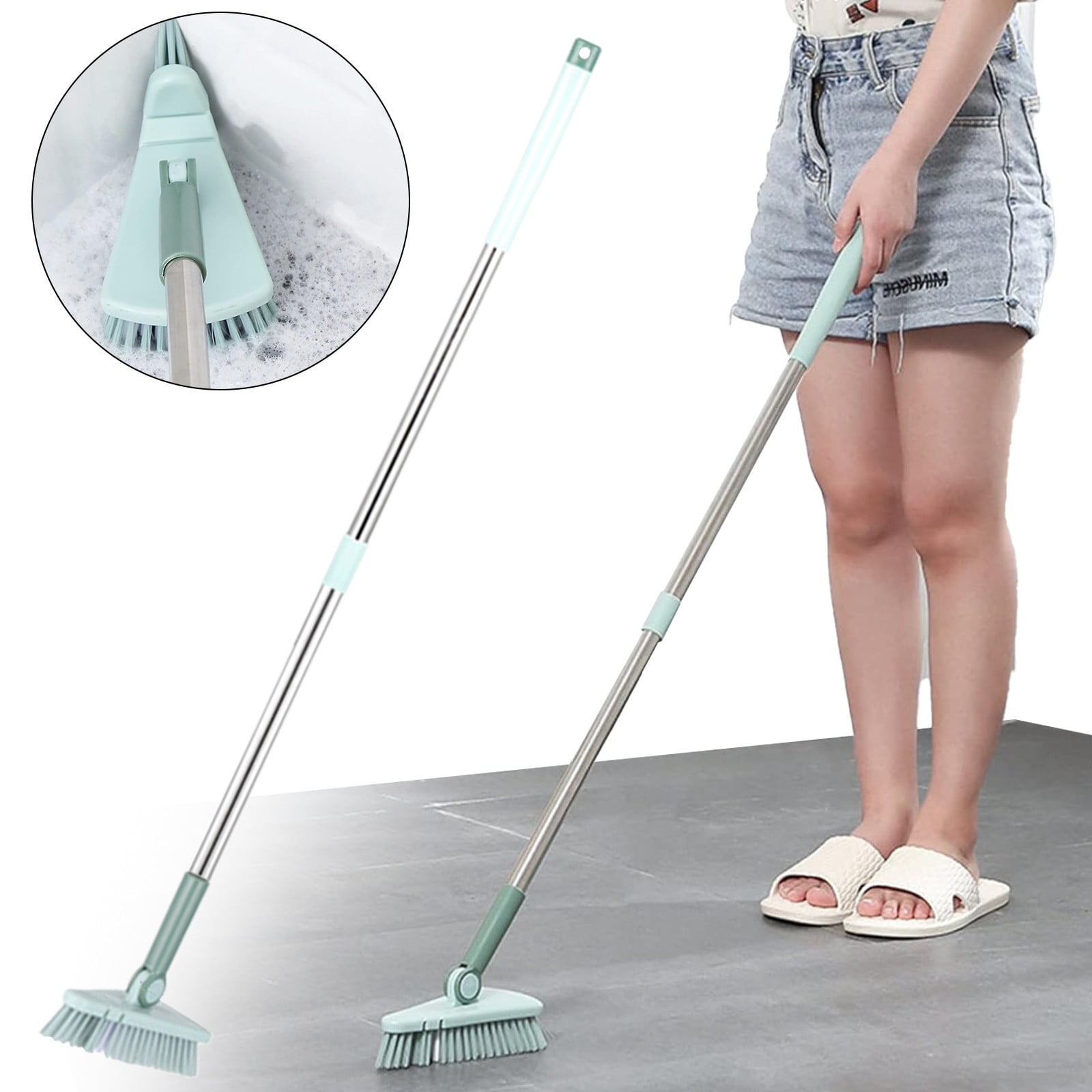 Heavy-Duty Triangular Scrub Brush For Tile Floors - Blue - Shower ...
