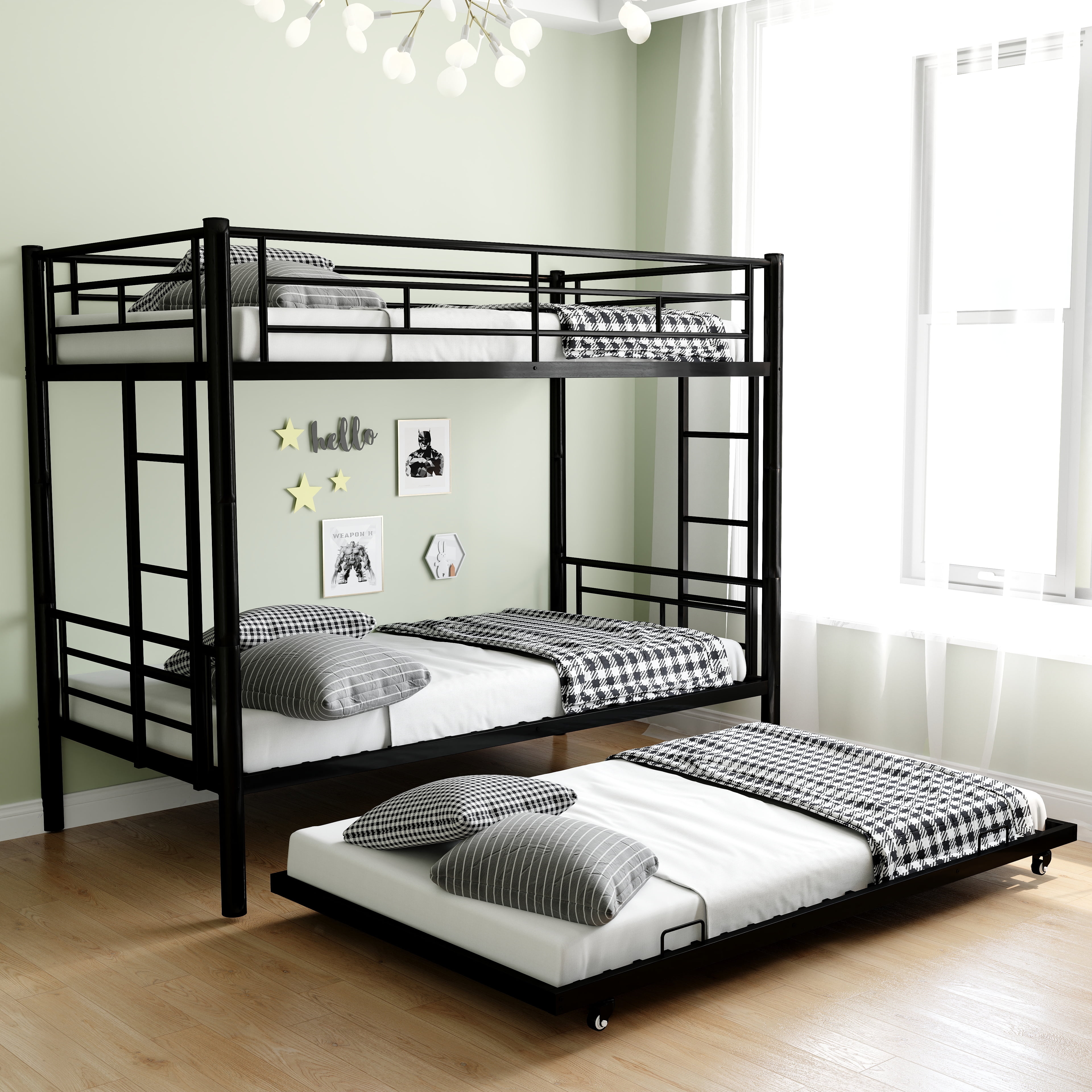 Heavy-Duty Triple Sleeper Bunk Bed – 400LB Capacity Per Level, Space ...