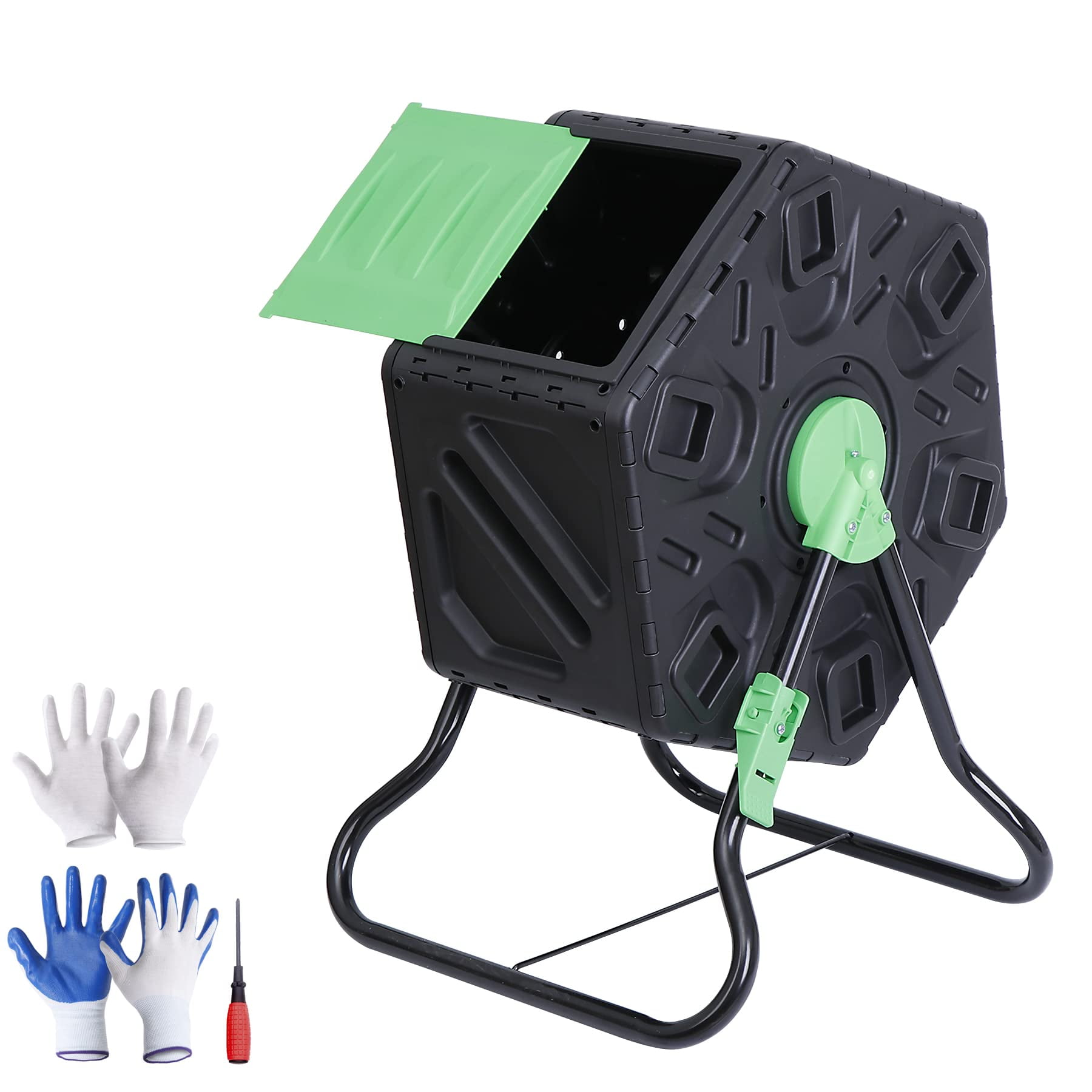 Heavy Duty Tumbling Composter, 18.5 Gallon Single Chamber Outdoor ...