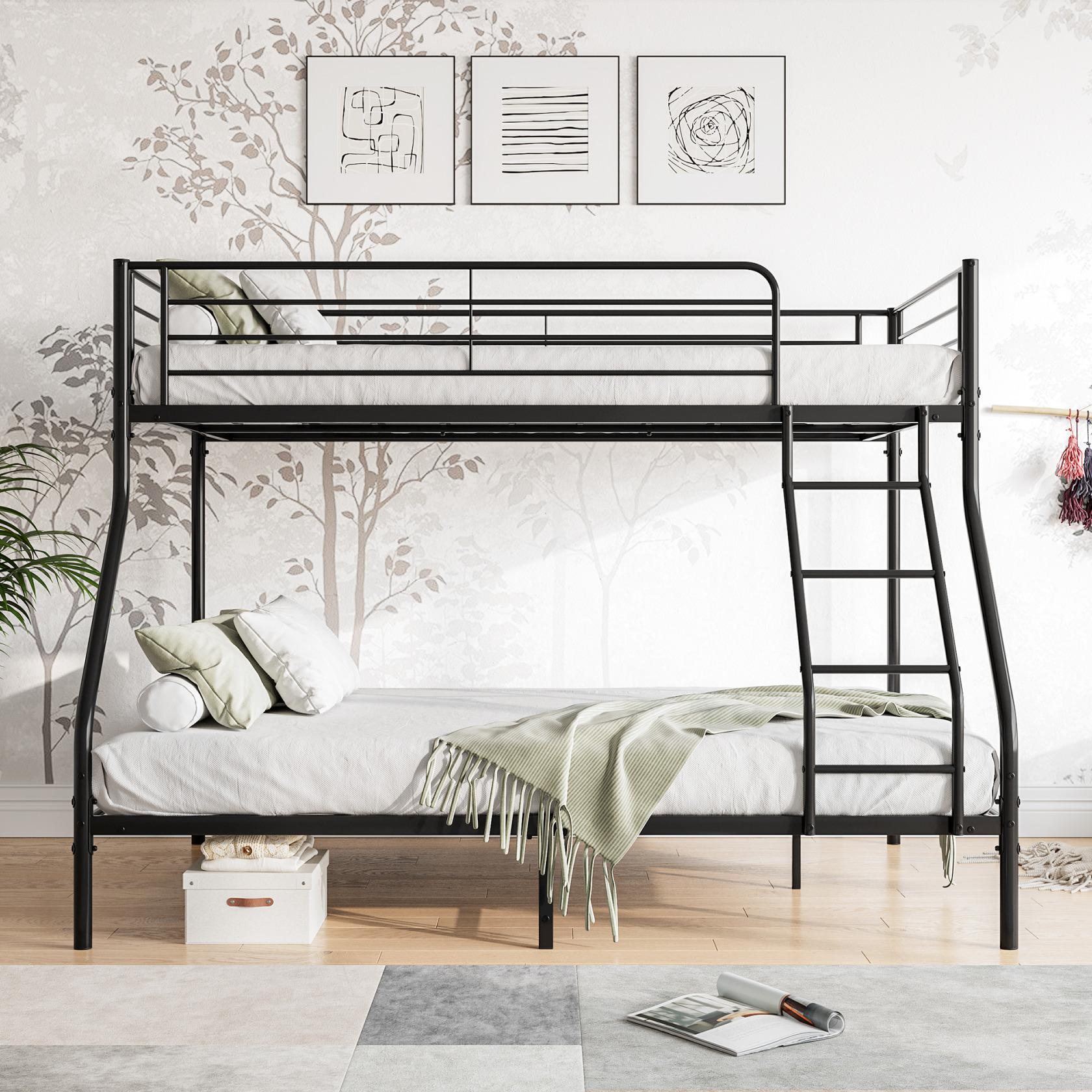 Heavy Duty Twin-Over-Full Metal Bunk Bed,Easy Assembly with Enhanced ...