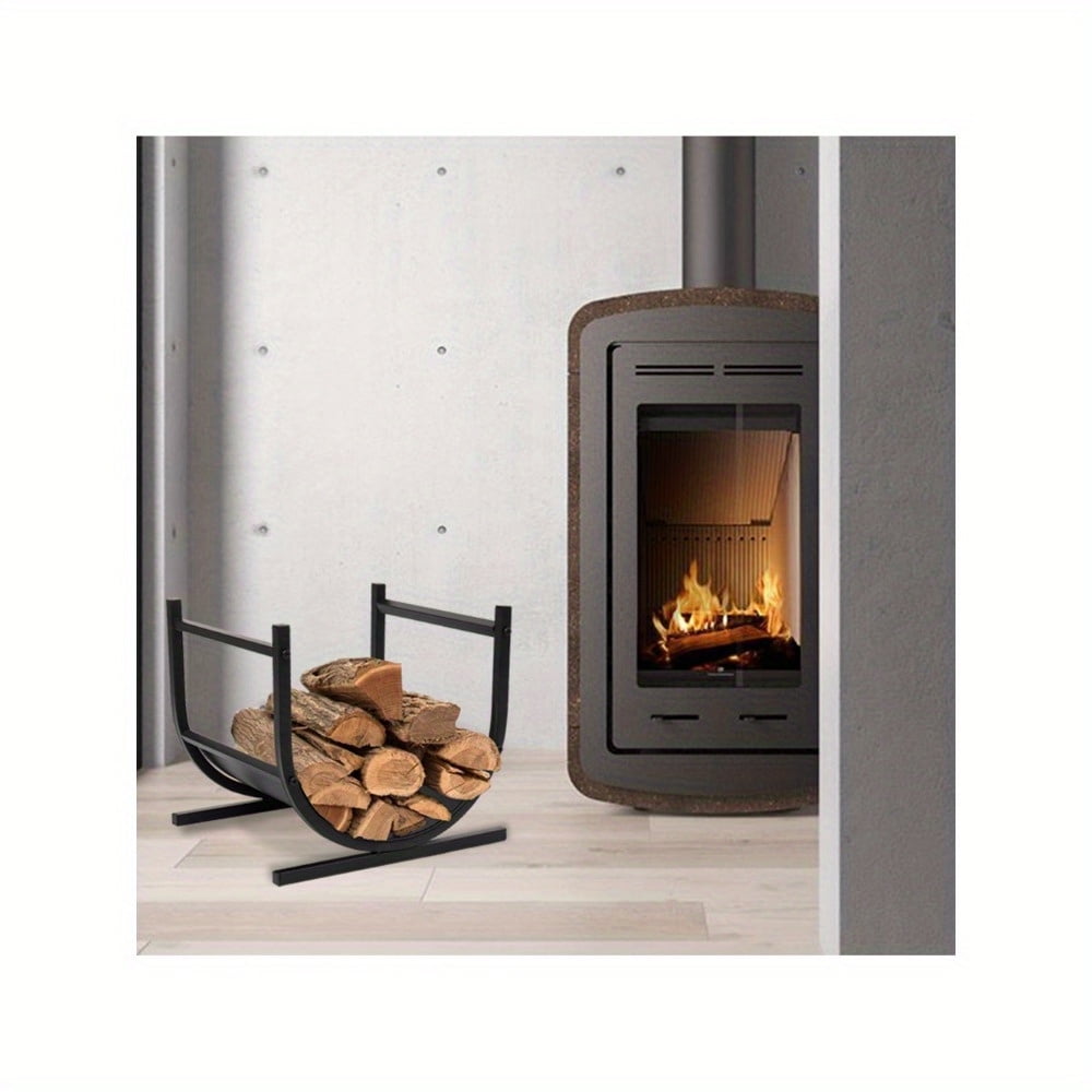 Heavy-Duty U-Shaped Firewood Holder - Large Log Rack with Built-in ...