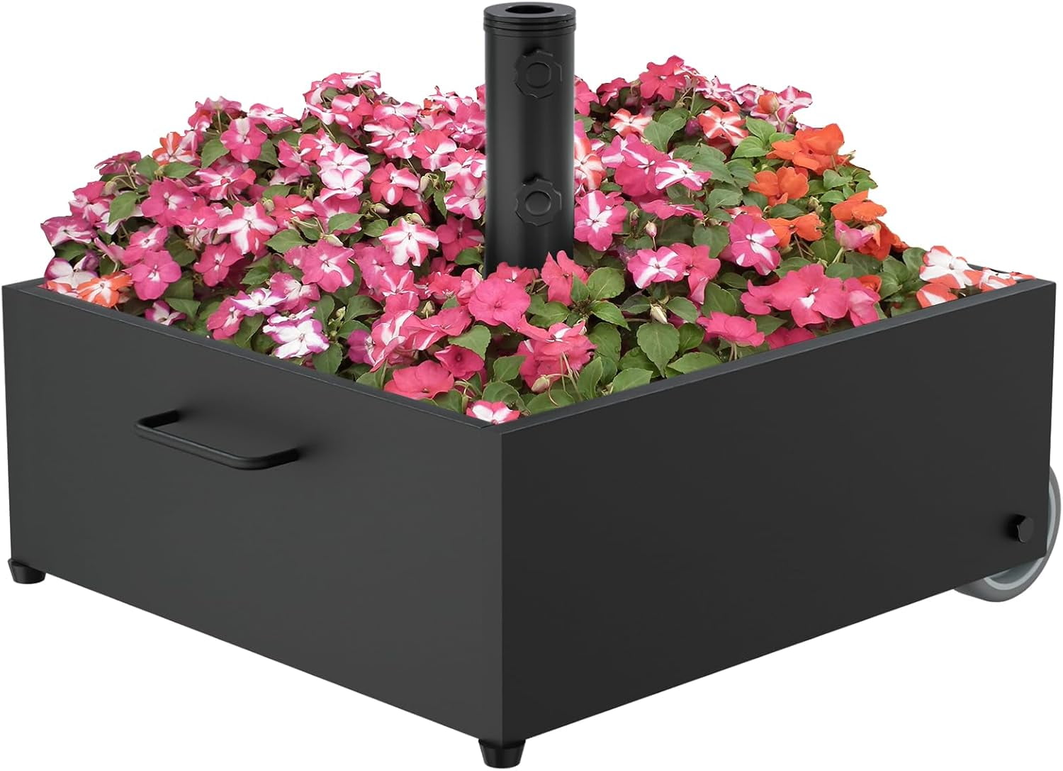 Heavy-Duty Umbrella Base with Wheels,150lb Capacity Fillable Planter ...