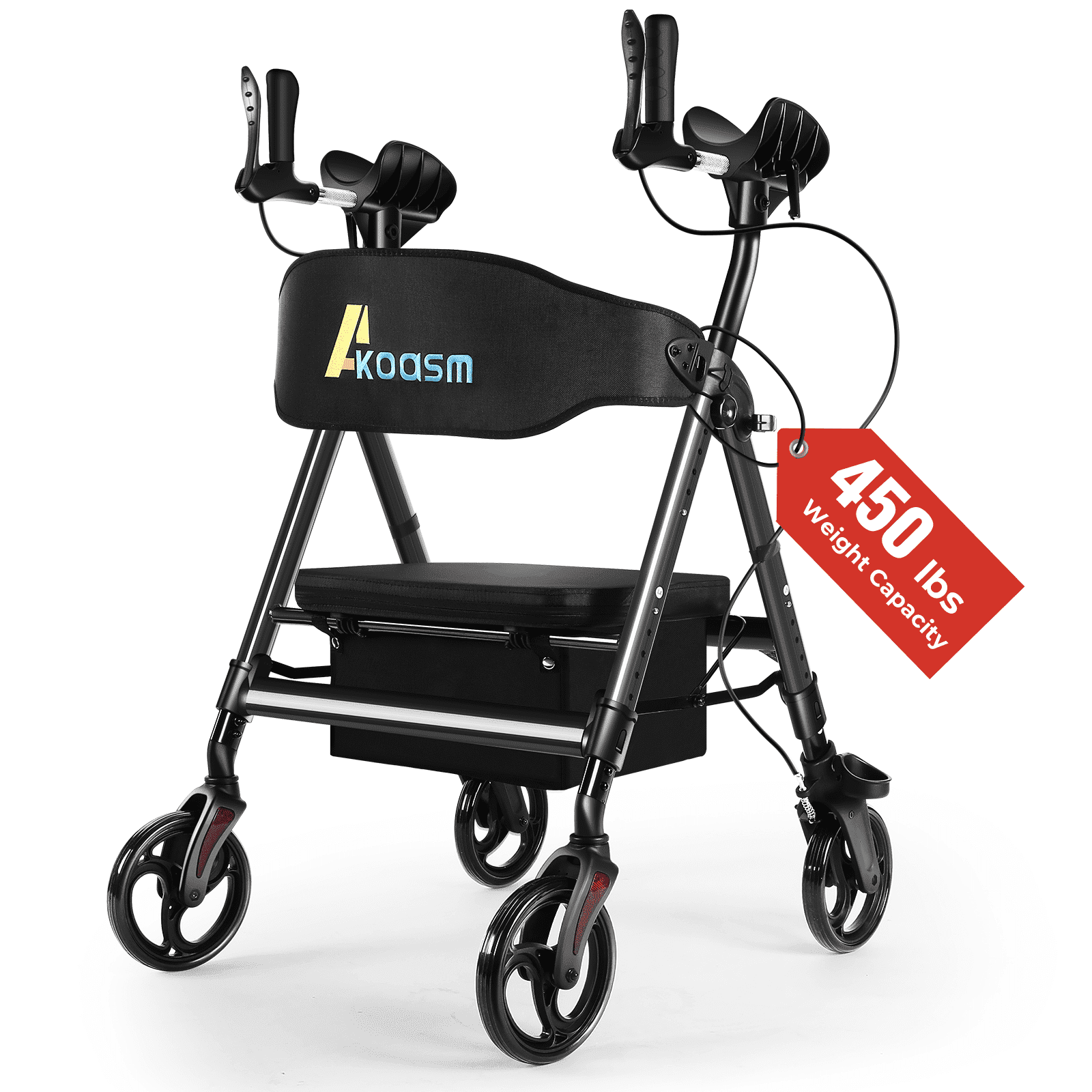 Heavy Duty Upright Walker, Rollator Walkers for Seniors, Foldable Stand ...