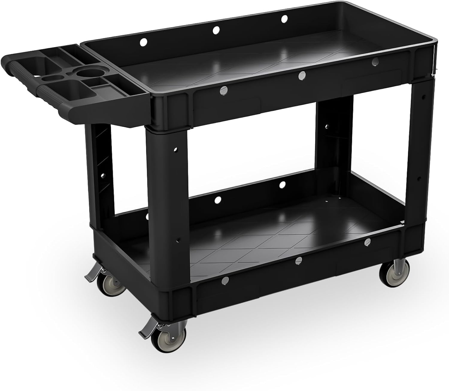 Heavy-Duty Utility Cart with 2 Shelves, 550 lbs Capacity & 360° Swivel ...
