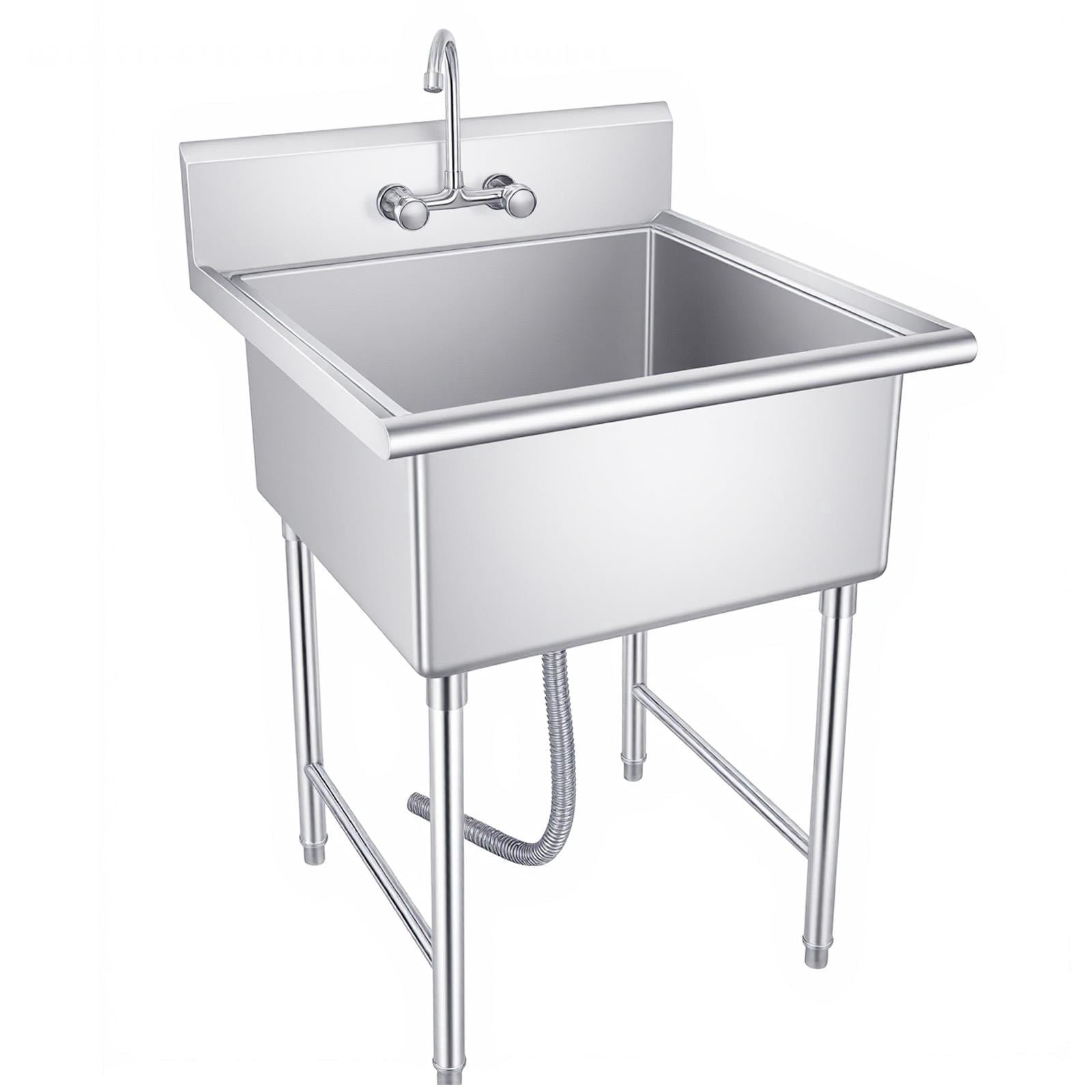Heavy Duty Utility Sink, Stainless Steel Commercial Single Bowl Sinks ...