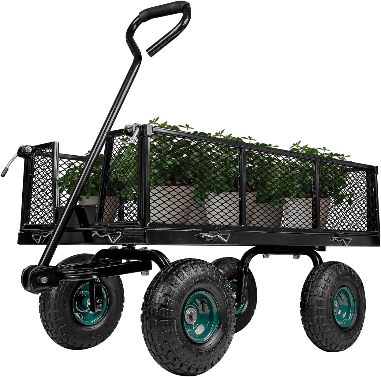Heavy Duty Utility Steel Garden Cart 880 Lbs Capacity with Detachable Side Panels Convert to ...