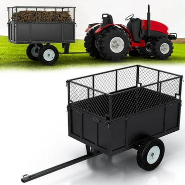 BIG RED Heavy Duty ATV Trailer Steel Dump Cart: Yard Garden Trailer for ...