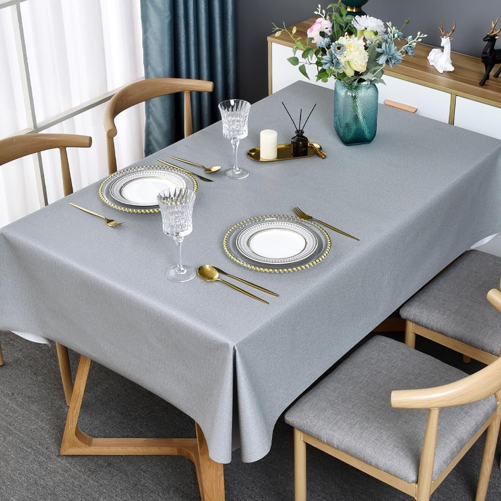 Heavy Duty Vinyl Table Cloth for Kitchen Dining Table Wipeable PVC ...