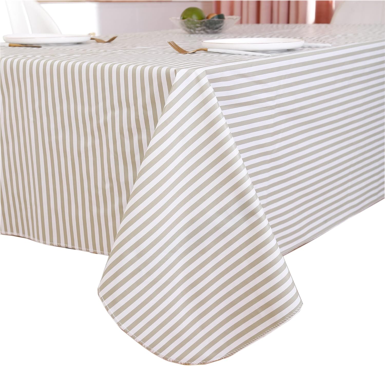 Heavy Duty Vinyl Tablecloth with Flannel Backing Waterproof Oil-Proof ...