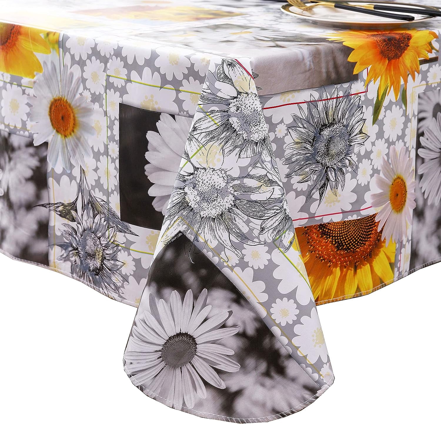 Heavy Duty Vinyl Tablecloth with Flannel Backing Waterproof Oil-Proof ...