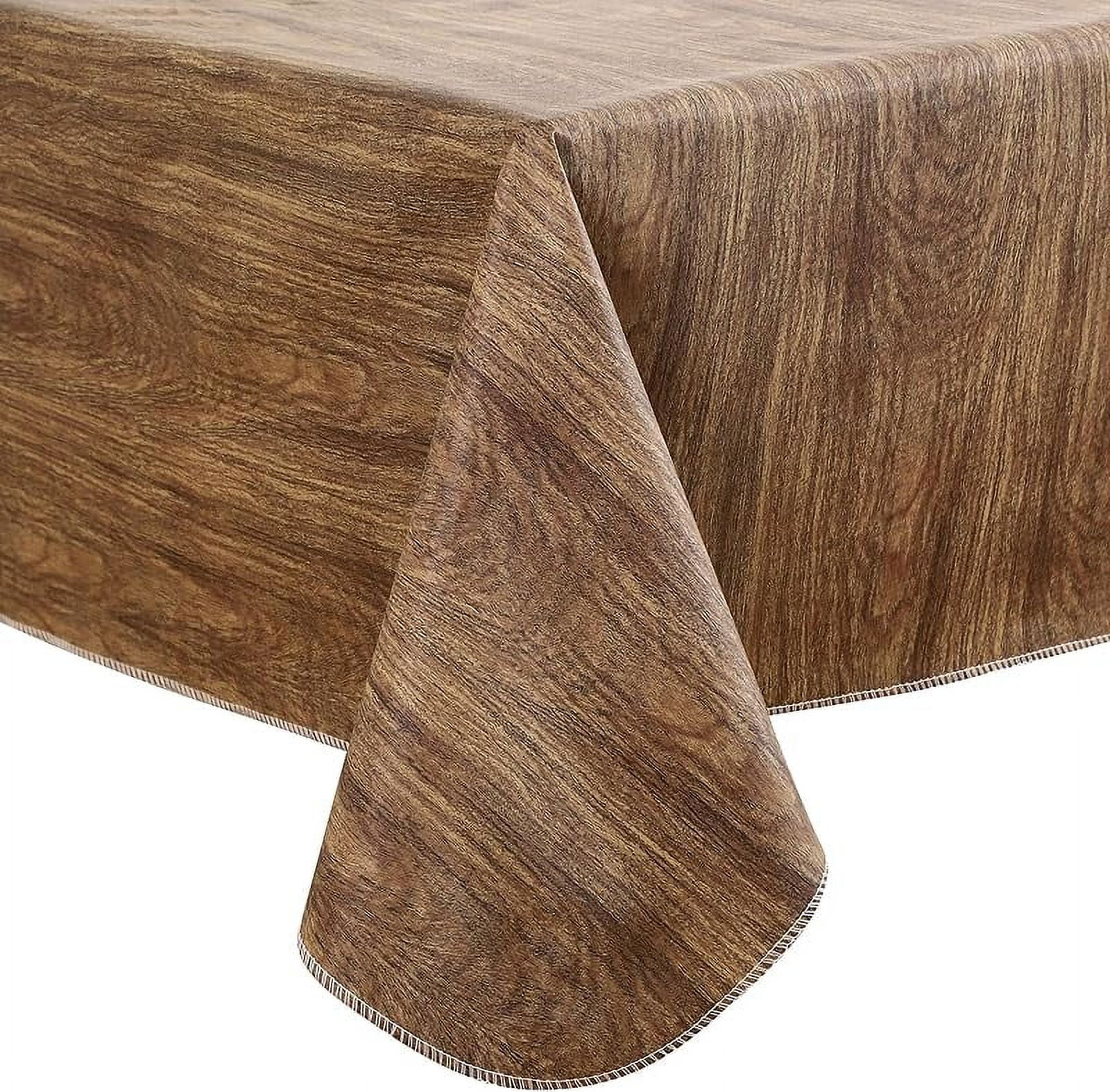 Heavy Duty Vinyl Tablecloth with Flannel Backing Waterproof Oil-Proof ...