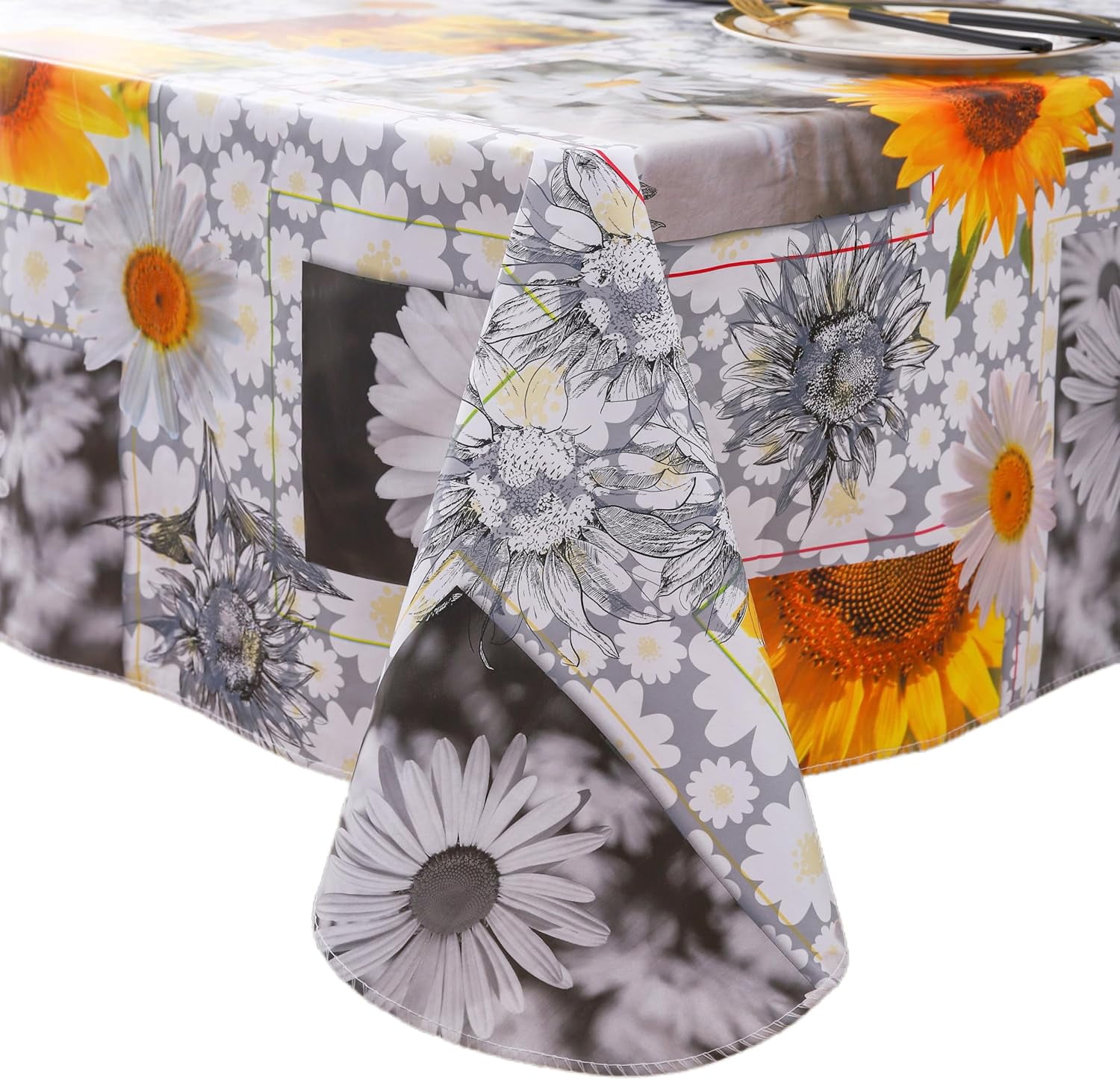 Heavy-Duty Vinyl Tablecloth with Flannel Backing - Waterproof 54"x54 ...