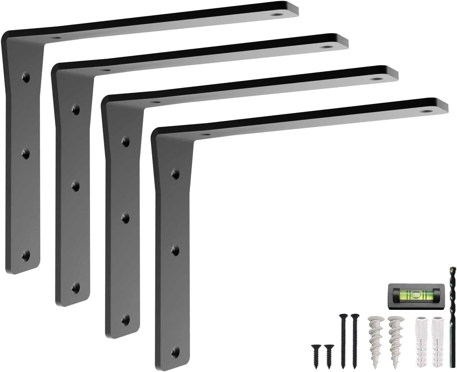 Heavy-Duty Viva L Mantel Shelf Brackets by Balin Designs (Black) DIY ...