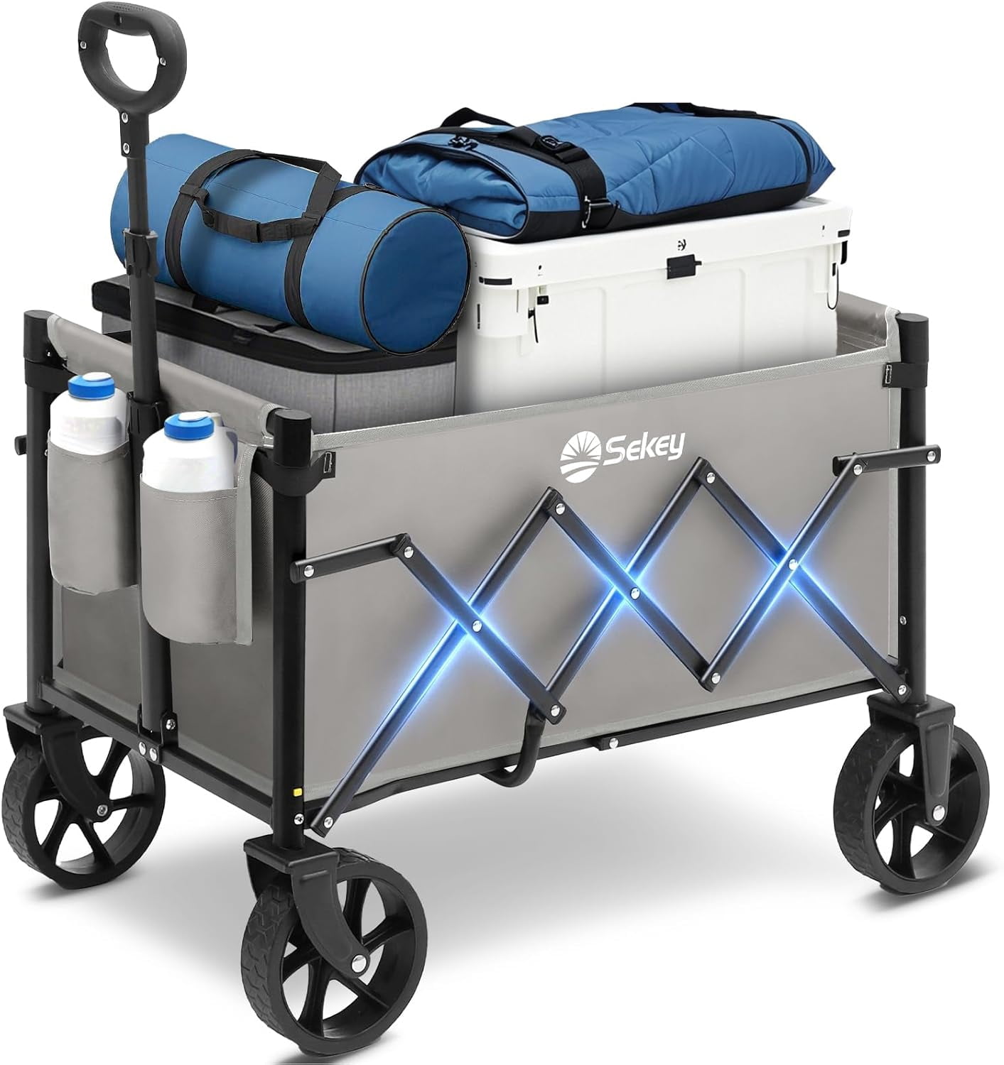 Heavy Duty Wagon with Big Wheels, Foldable Cart with 220LBS Capacity ...