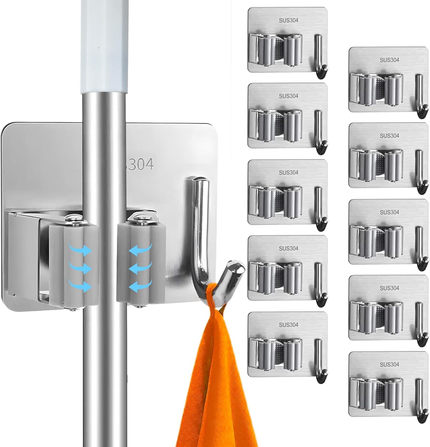 Heavy Duty Wall Mounted Broom Organizer Rack for Bathroom Garage ...