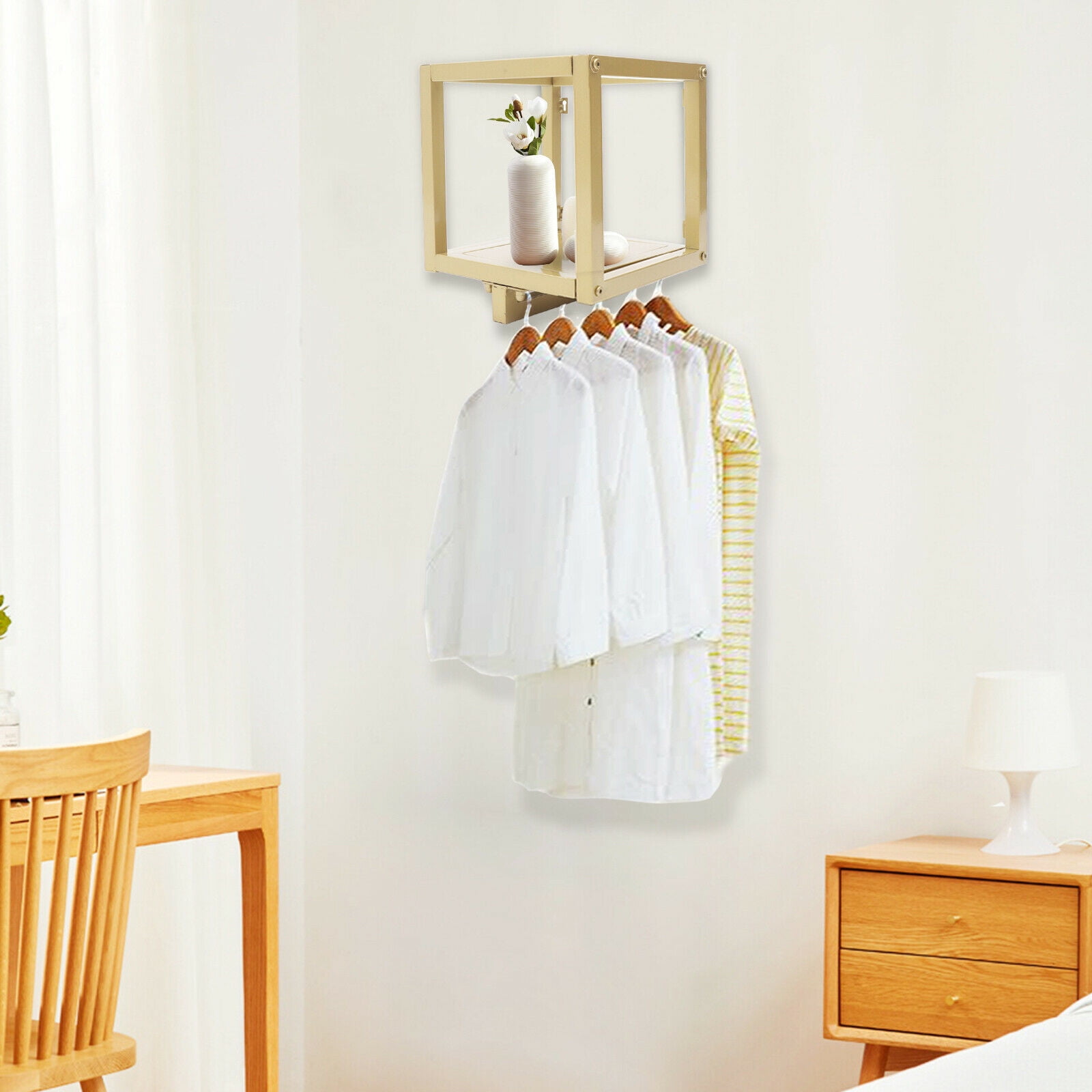 Heavy Duty Wall Mounted Clothes Rack Garment Hanging Holder Storage ...