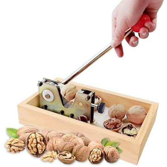 Heavy Duty Walnut Cracker Tool, Macadamia Nut Cracker with Wooden Base ...