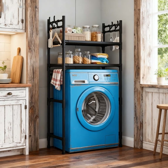 Heavy Duty Over Washer and Dryer Storage Shelves - Freestanding Washing ...