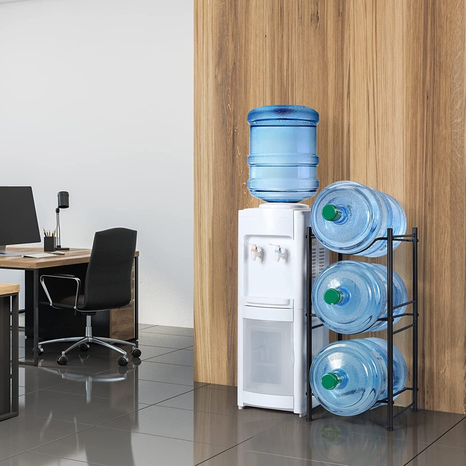 Heavy Duty Water Cooler Jug Rack Black - 3 Tier - Walmart.com