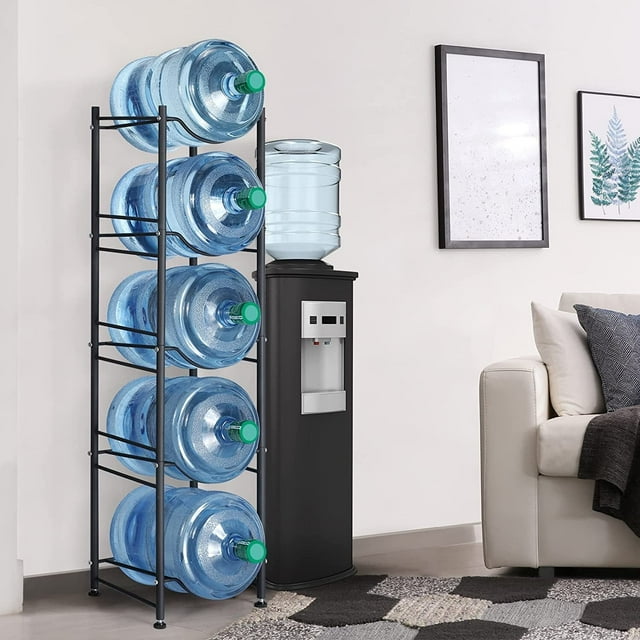 Heavy Duty Water Cooler Jug Rack Black - 5 Tier - Walmart.com