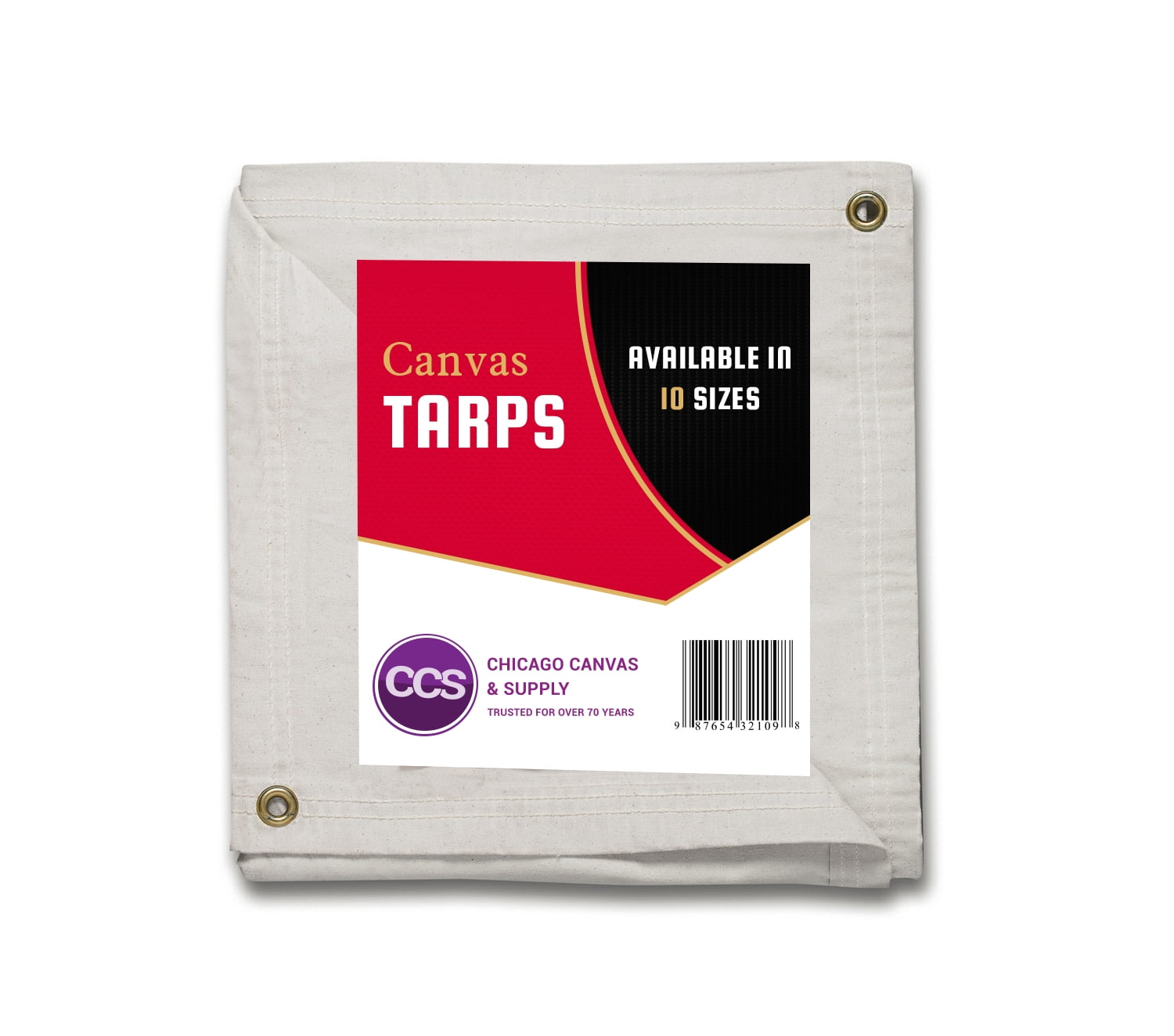 CCS Heavy Duty Waterproof Canvas Tarp, 10x12ft, White, for Camping ...