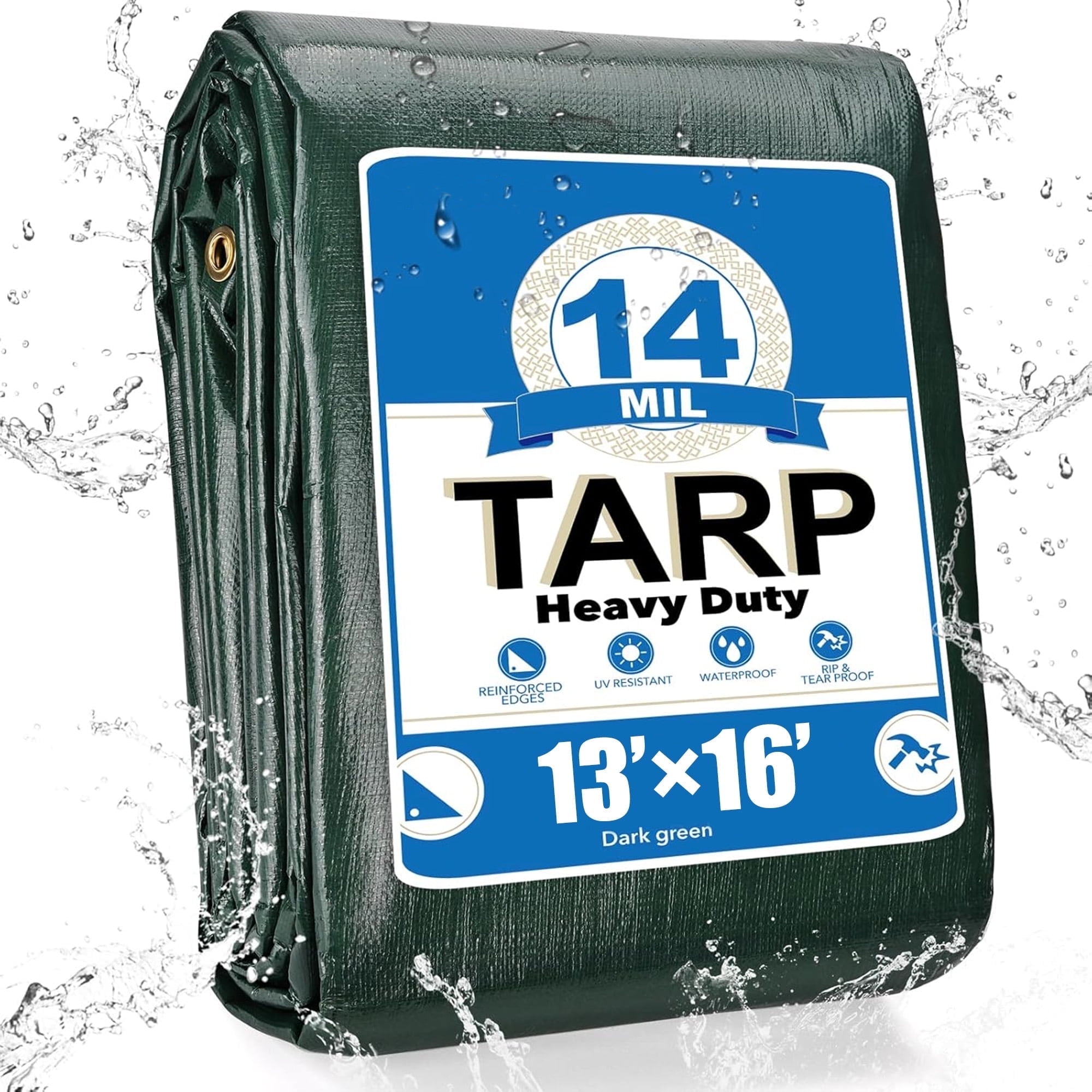 Heavy Duty Waterproof Tarp Tarpaulin 13' x 16' Canopy Tent Poly Tarp ...