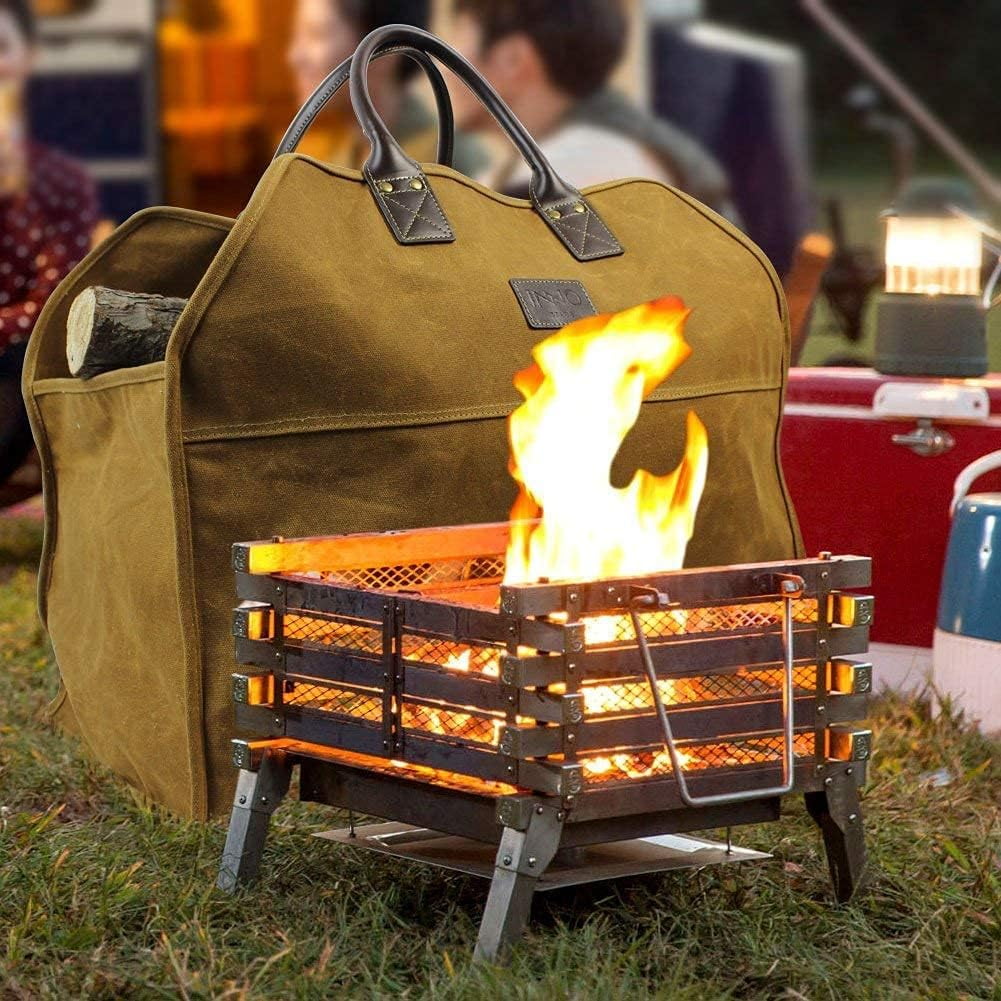 Heavy Duty Wax Canvas Log Carrier Tote and Fireplace Bellows - Walmart.com