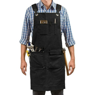 WHITEDUCK Men's Waxed Canvas Apron - Brown, 24oz, 7 Pockets, Cross Back ...