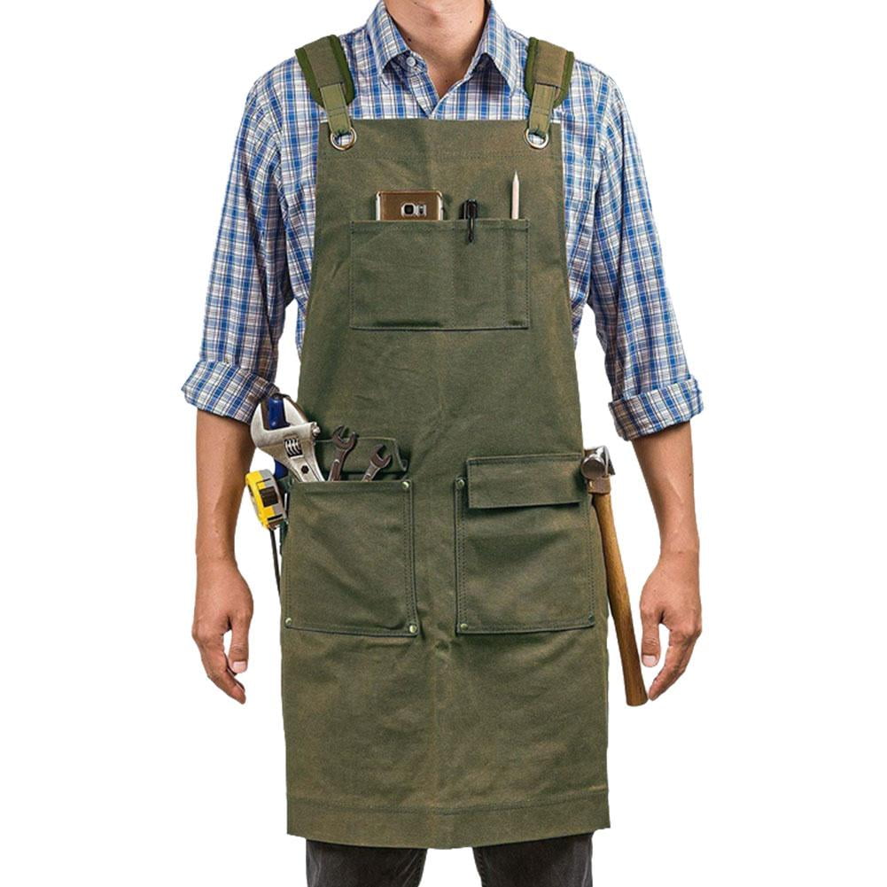 Heavy Duty Waxed Canvas Apron Multifunctional Canvas Work Apron ...